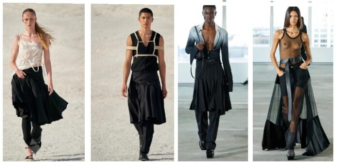 Come indossare la gonna sopra ai pantaloni trend 2022 2023 no gender e ...